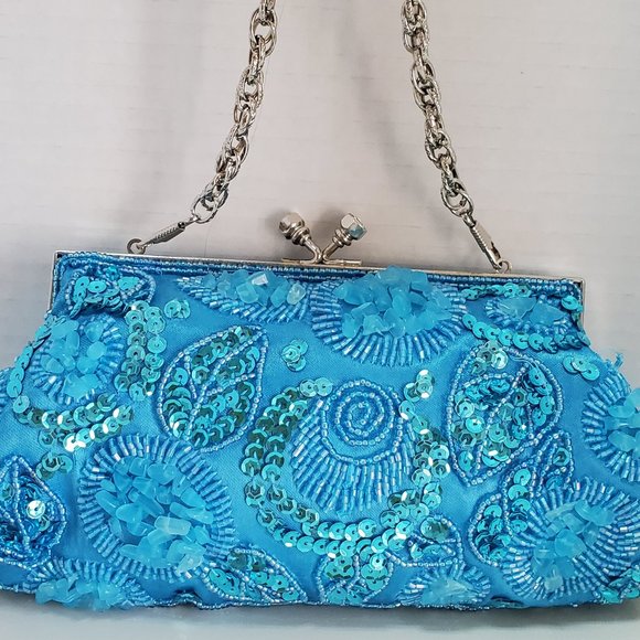 Max Mayer | Bags | Max Mayer Blue Sequence And Satin | Poshmark